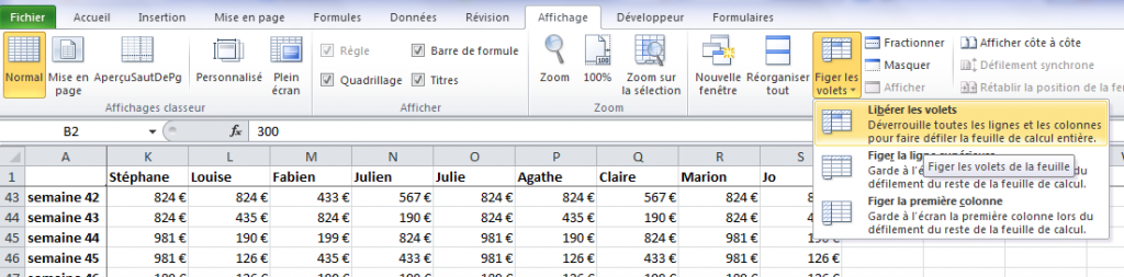 Excel - Comment figer une ligne ou une colonne