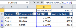 Comment faire des sous-totaux sur Excel